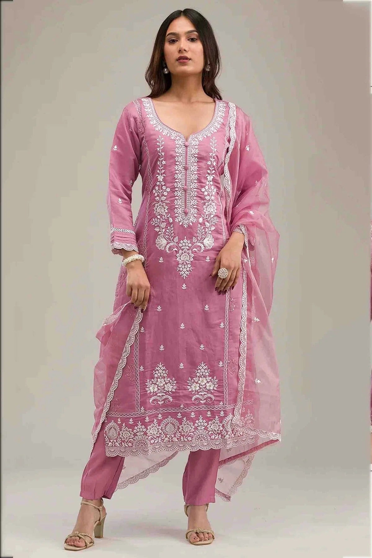 Buy Baby Pink Cotton Pakistani Suit NCSM11410237 – Ninecolours.com