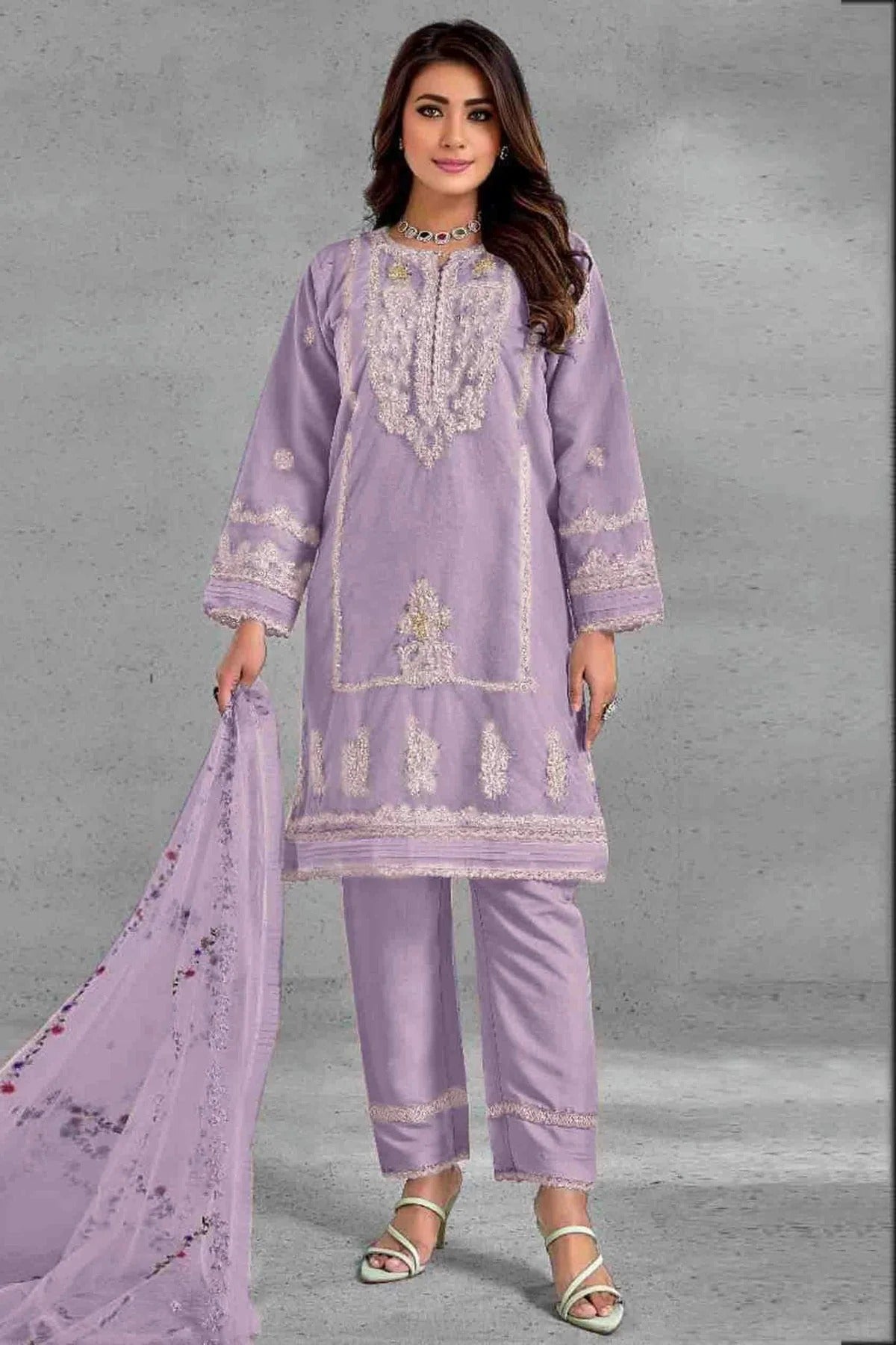 Buy Light Purple Organza Pakistani Suit NCSM11410241 – Ninecolours.com